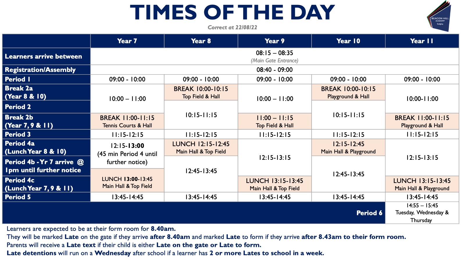 Beacon Hill Academy - Term Dates/Academy Day